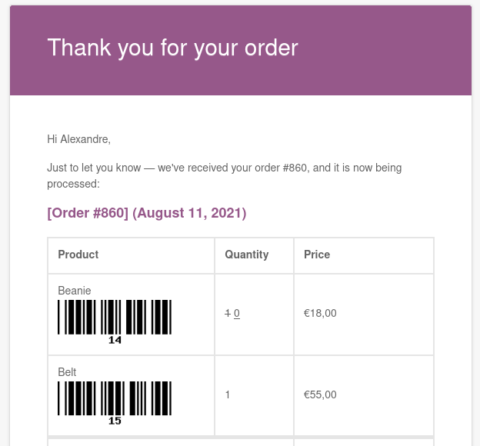 How to display the product barcode in order emails? - WP Overnight ...
