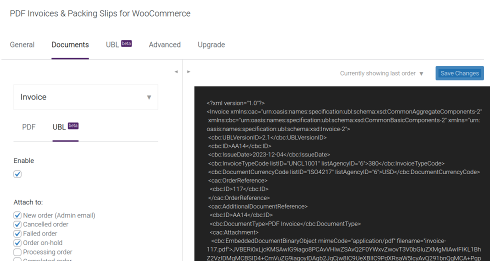 Creating a UBL document - WP Overnight Documentation